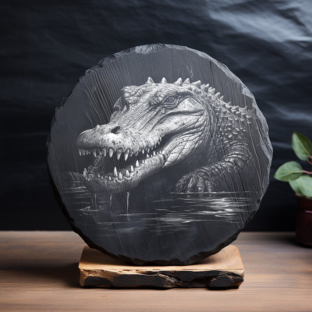 Alligator Crocodile Water Scary Slate Engraving File Laser Engraved PNG ...