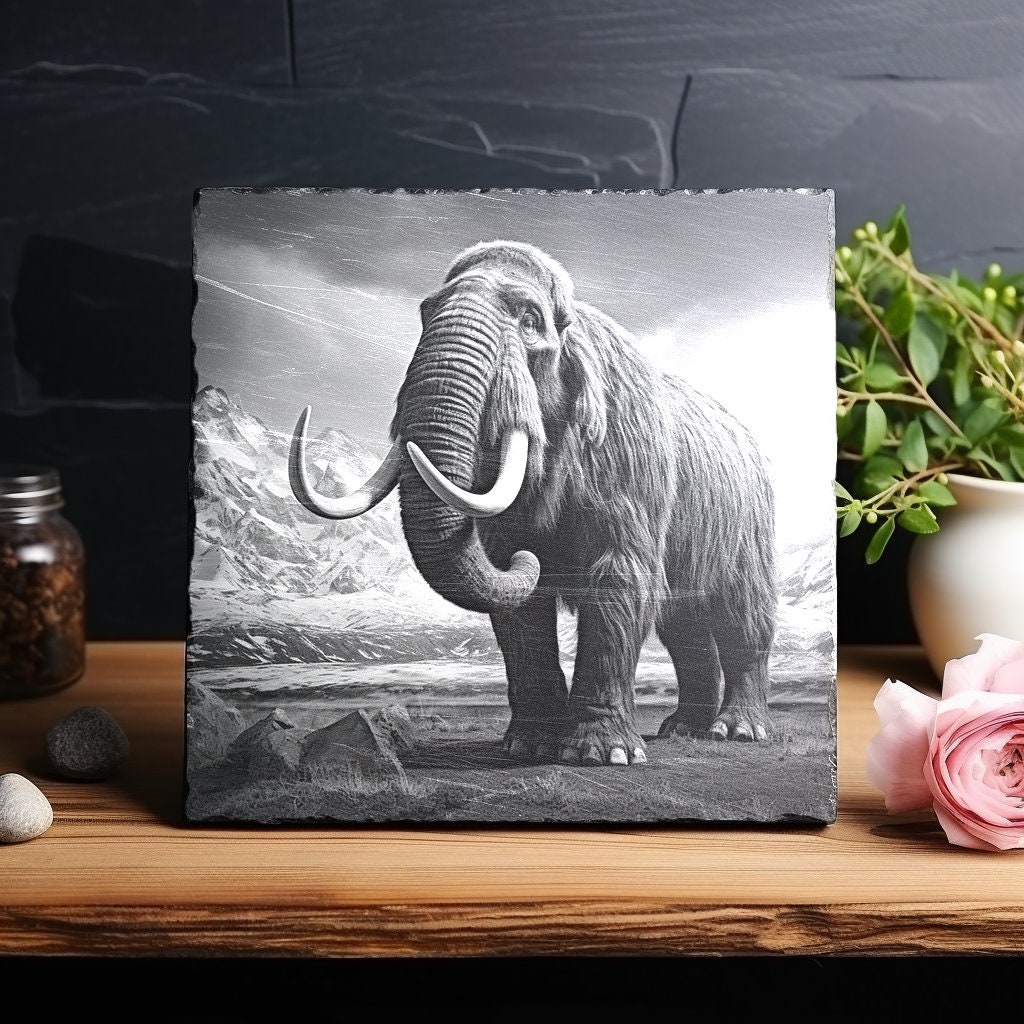 Mammoth Ice Age Elephant Animal Slate Engraving File Laser Engraved PNG ...
