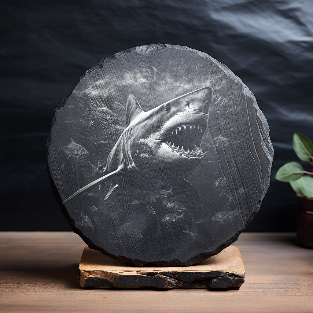 Killer Shark Megalodon Scary Predator Laser Engraving File Slate PNG ...