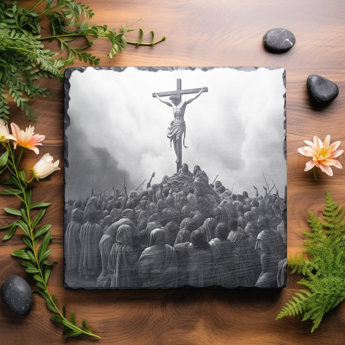 Crucifixion Jesus Christ Cross Lord Laser PNG File Slate Engrave Coaster Etch Xtool Wood Burn ...