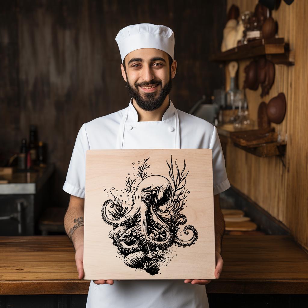 Giant Octopus Underwater Sea Squid Laser Engraving File Slate PNG ...