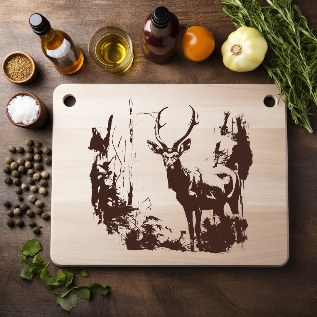 Buck Elk Deer Moose Laser PNG File Engrave Wood Board Tray Charcuterie ...