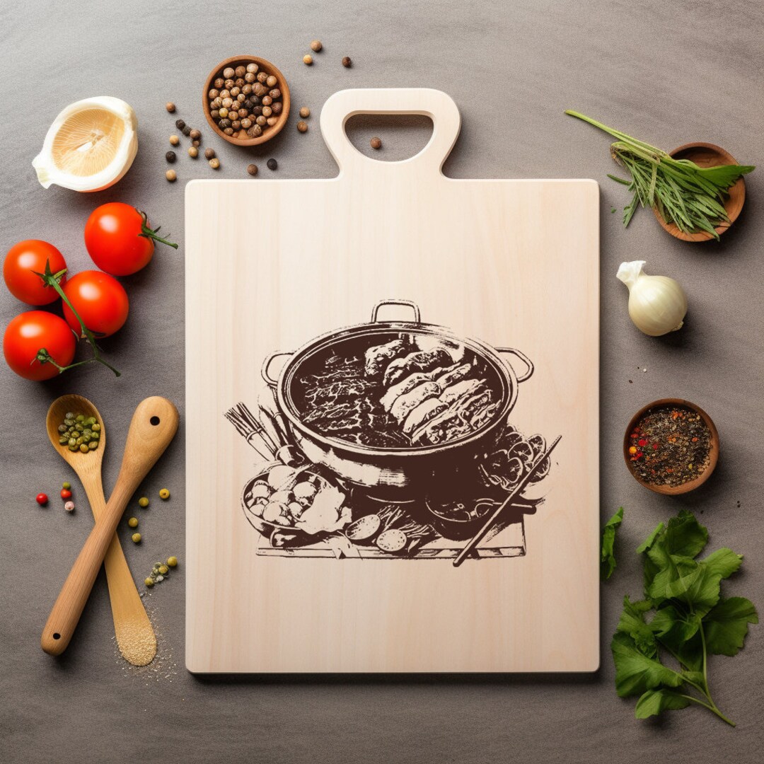 Hot Pot Food Laser PNG File Engrave Wood Board Tray Charcuterie Plank ...