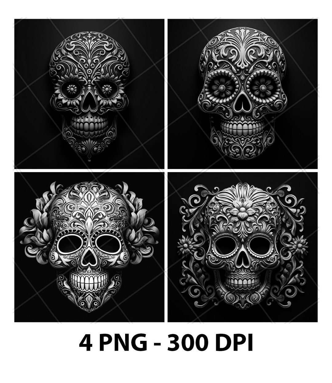 Artistic Mexican Skull Designs Laser Engraving File Slate PNG Coaster ...