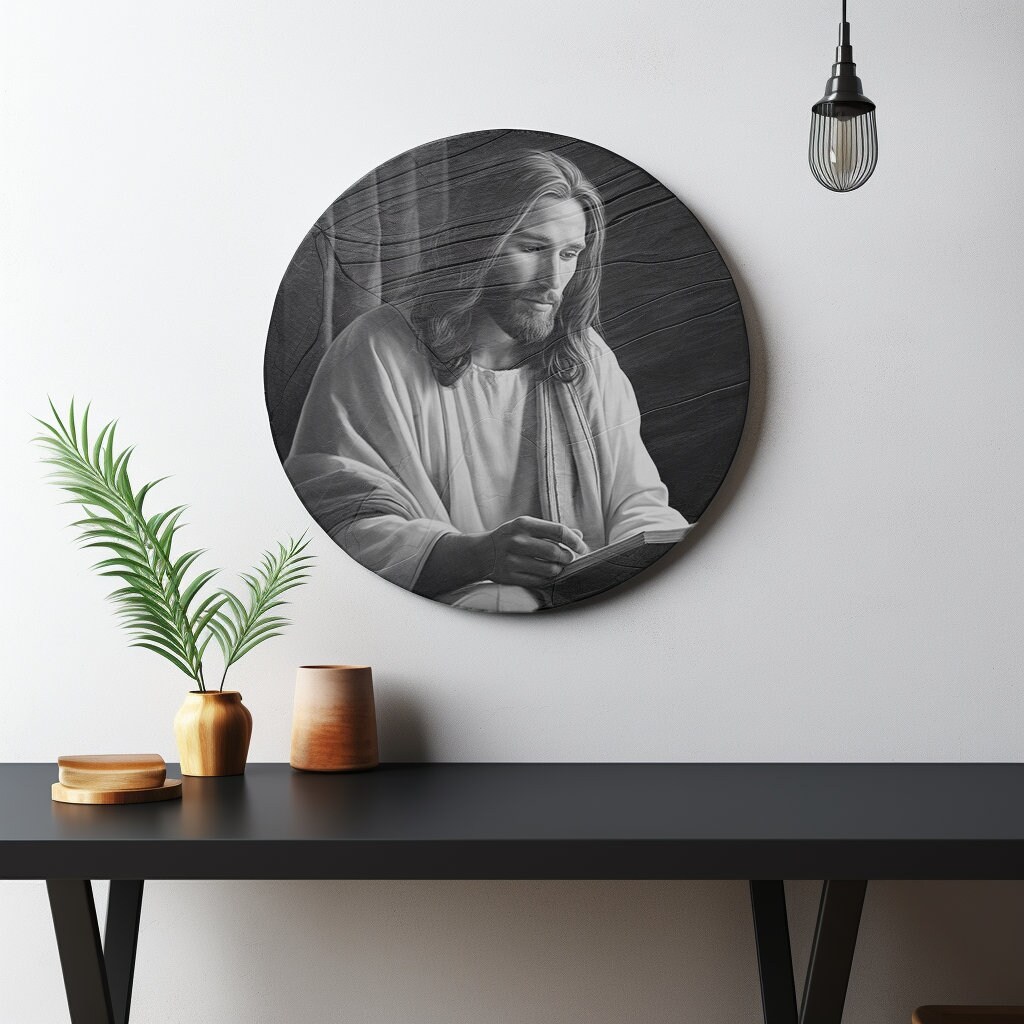 Jesus Christ Read Bible Lord God Catholic Laser Engraving File Slate PNG Coaster Etch Xtool Wood ...