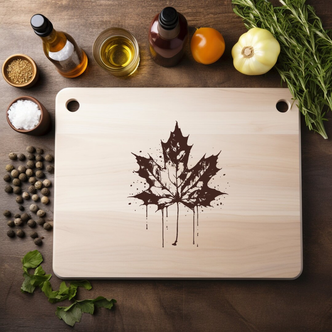 Maple Leaf Laser PNG File Engrave Wood Board Tray Charcuterie Plank ...
