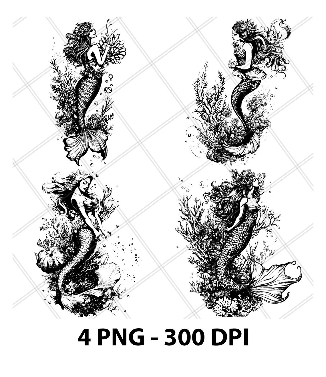 Mermaid Sea Goddess Underwater Laser File Wood Engraving PNG Kitchen ...