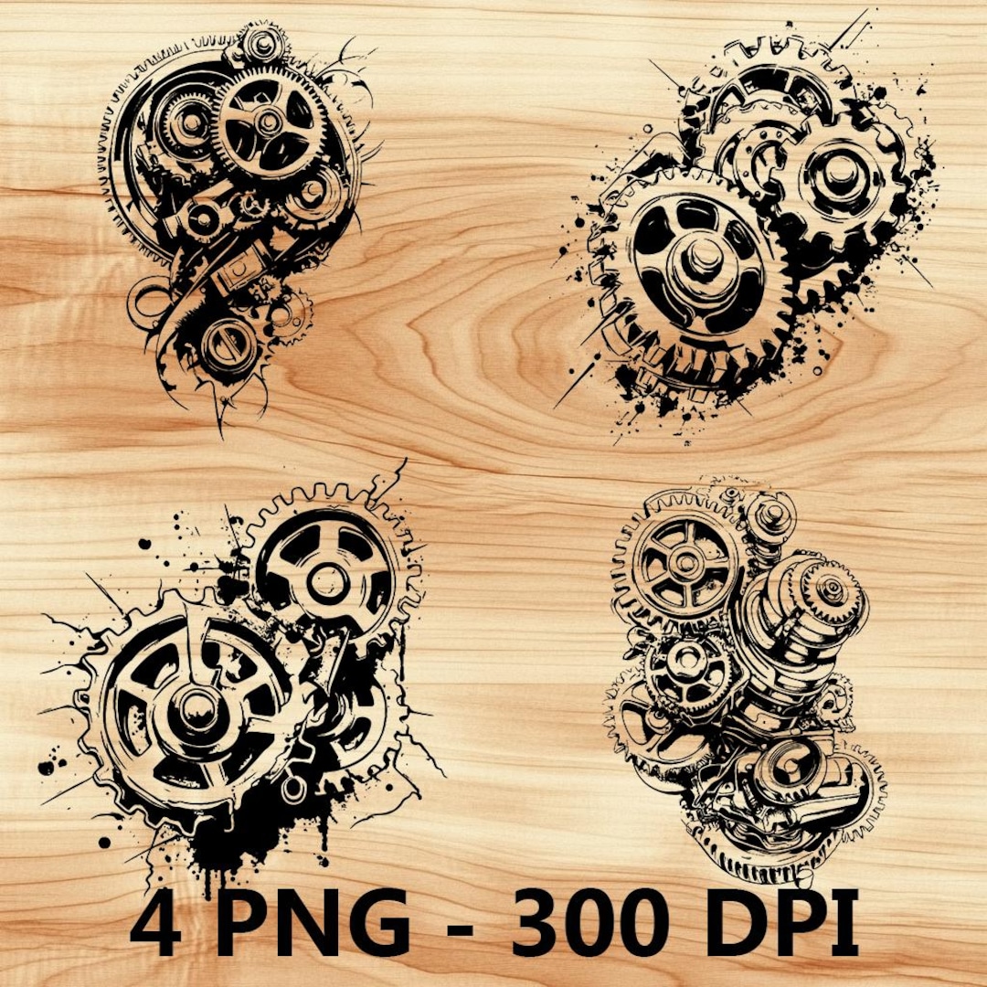 Gears Metal Machine Engine Part Laser File Wood Engraving PNG Kitchen ...