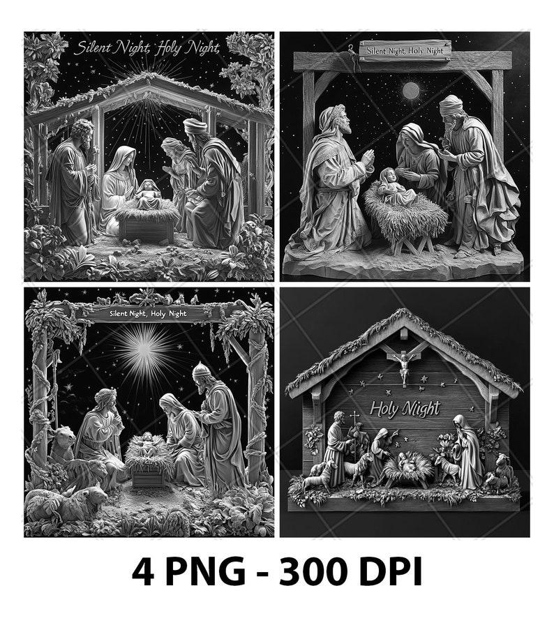 Holy Silent Night Birth Jesus Christ Laser Engraving File Slate PNG ...