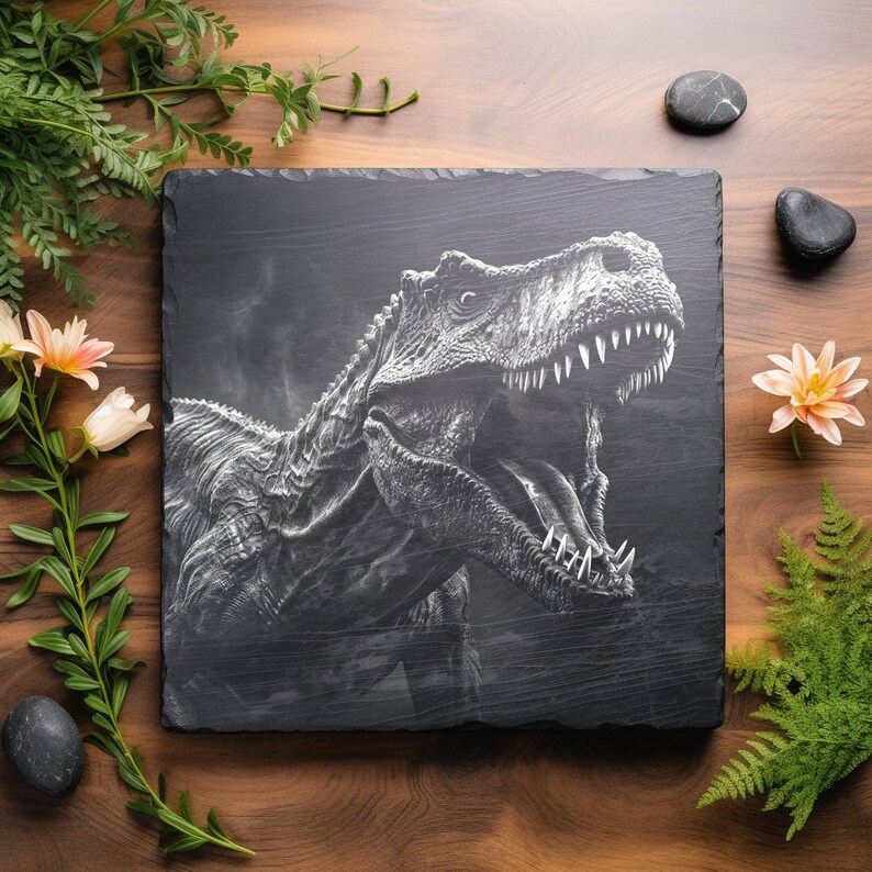 Raptor T Rex Dinosaur Fight Jurassic Laser Engraving File Slate PNG ...