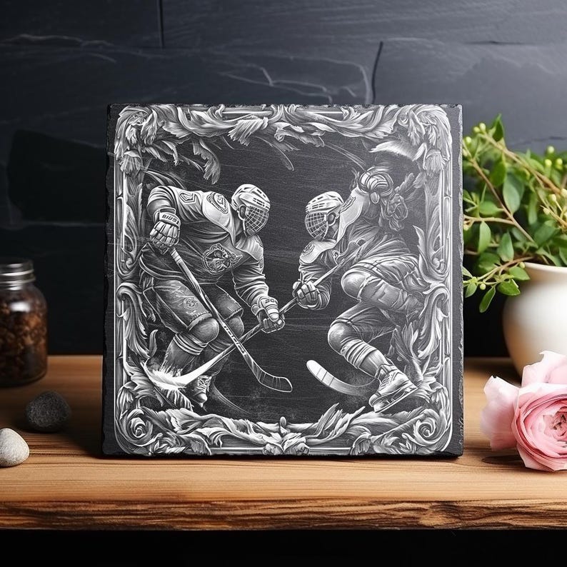 Ice Field Hockey Puck Stick Sports Laser Engraving File Slate PNG ...
