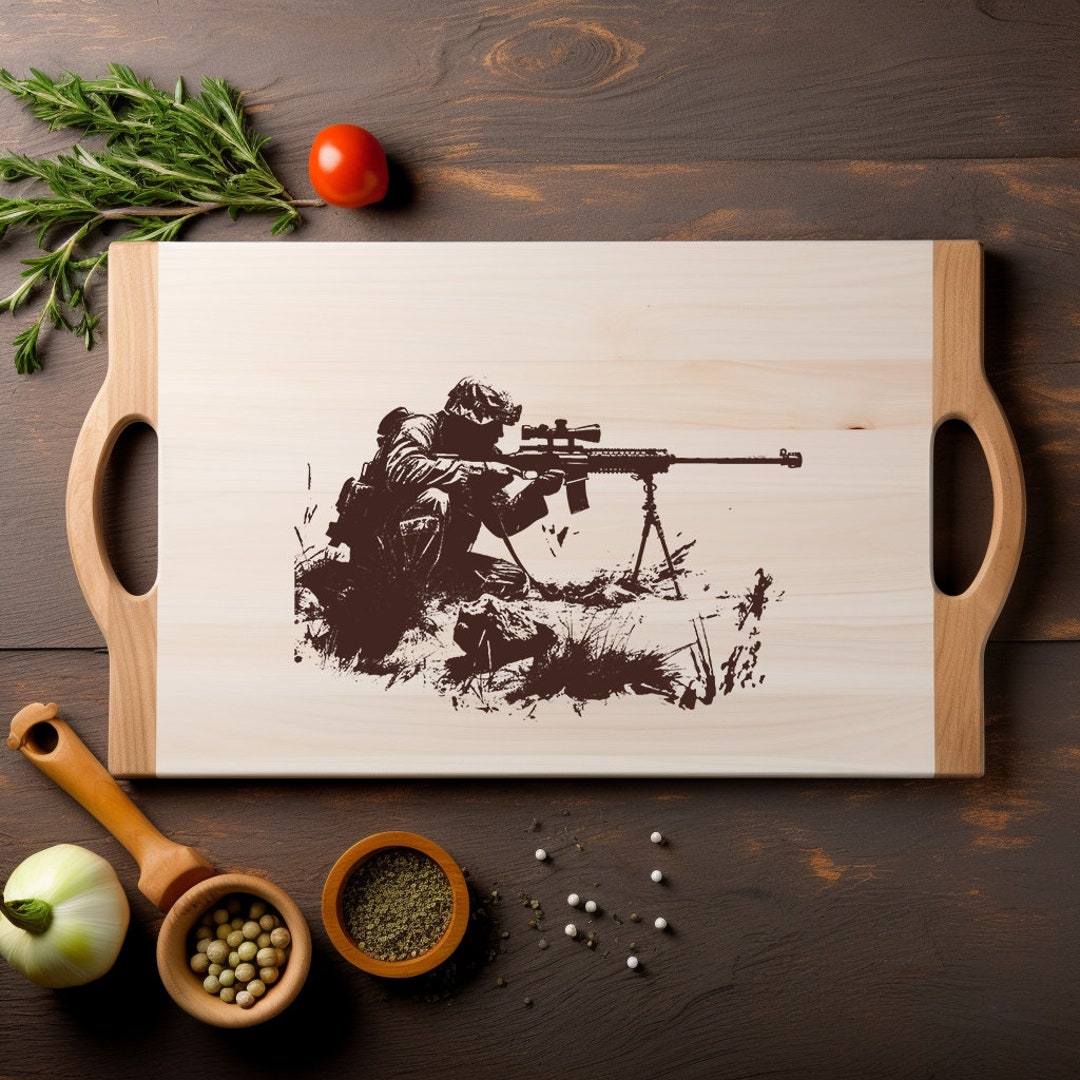 Military Sniper Army Laser PNG File Engrave Wood Board Tray Charcuterie ...