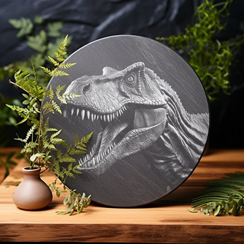 Dinosaur Jurassic Trex T Rex T-rex Laser Engraving File Slate PNG ...