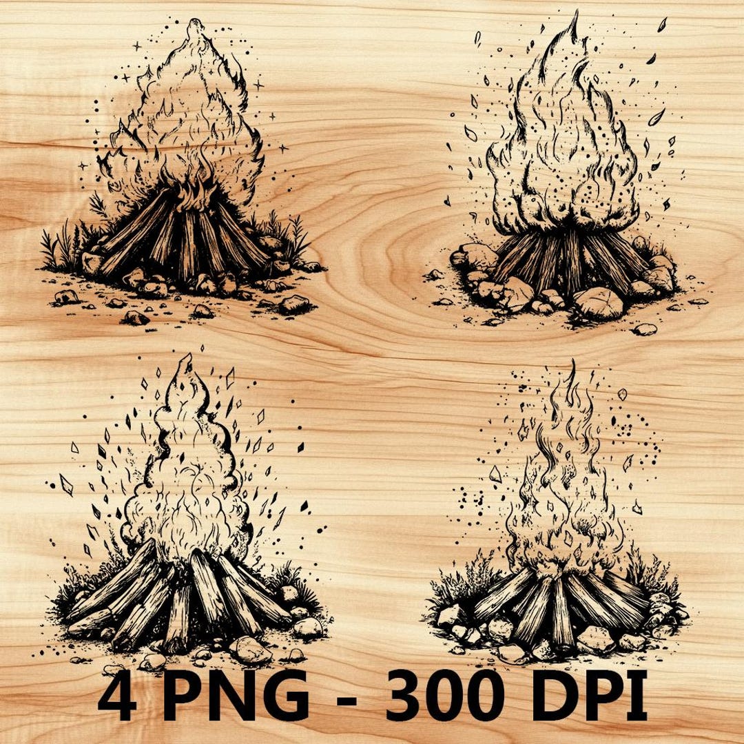 Campfire Bonfire Firewood Fire Laser File Wood Engraving PNG Kitchen ...