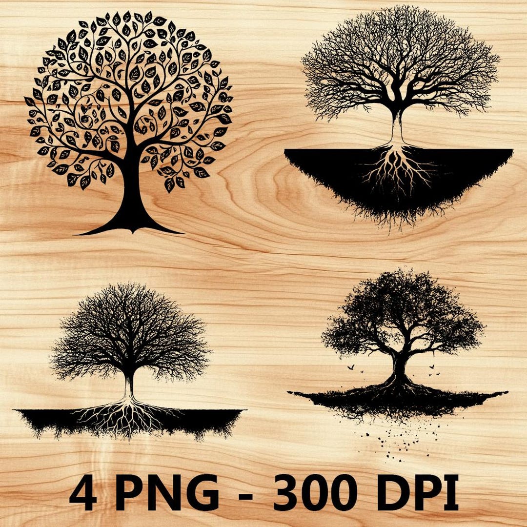 Tree of Life Knowledge Pattern Laser File Wood Engraving PNG Kitchen ...