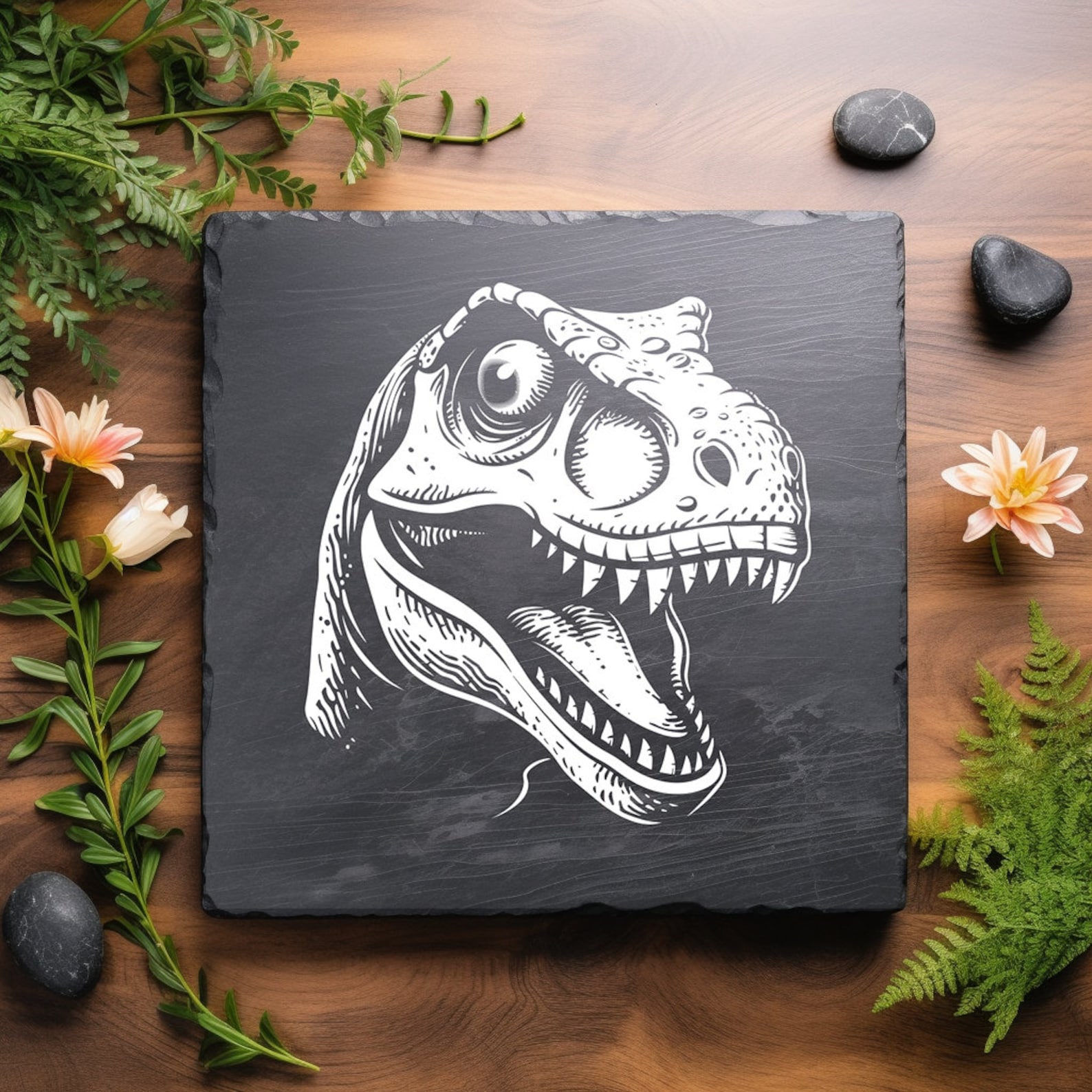 T Rex Dinosaur Jurassic Trex T-rex Laser Engraving File Slate PNG ...
