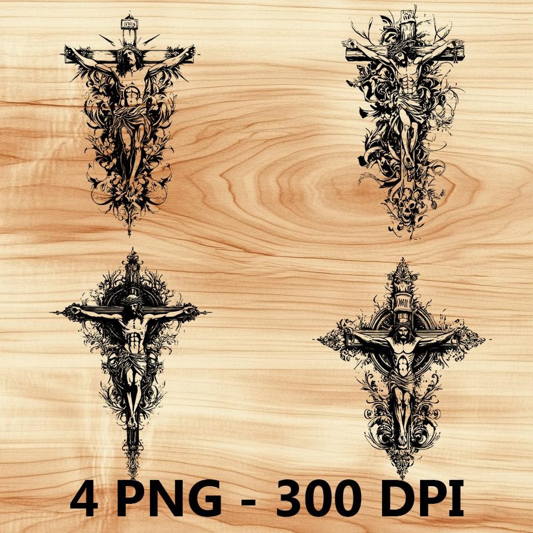 Jesus Christ Cross Crucifix Laser File Wood Engraving PNG Kitchen Cut ...