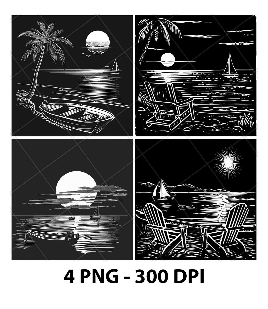 Tropical Island Beach Sunset Laser Engraving File Slate PNG Coaster ...