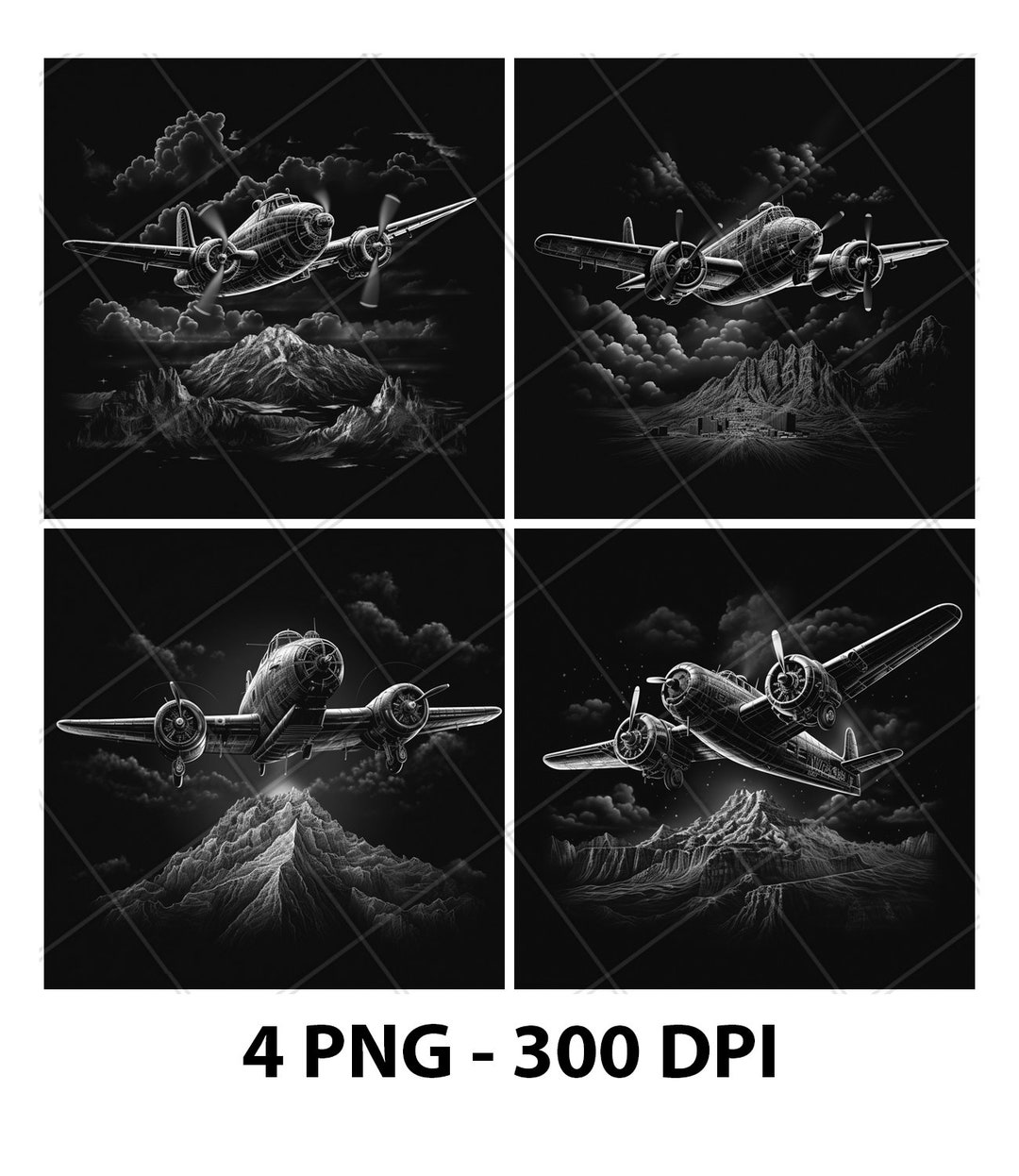 Old Vintage Warplane Fighter Plane Laser Engraving File Slate PNG ...