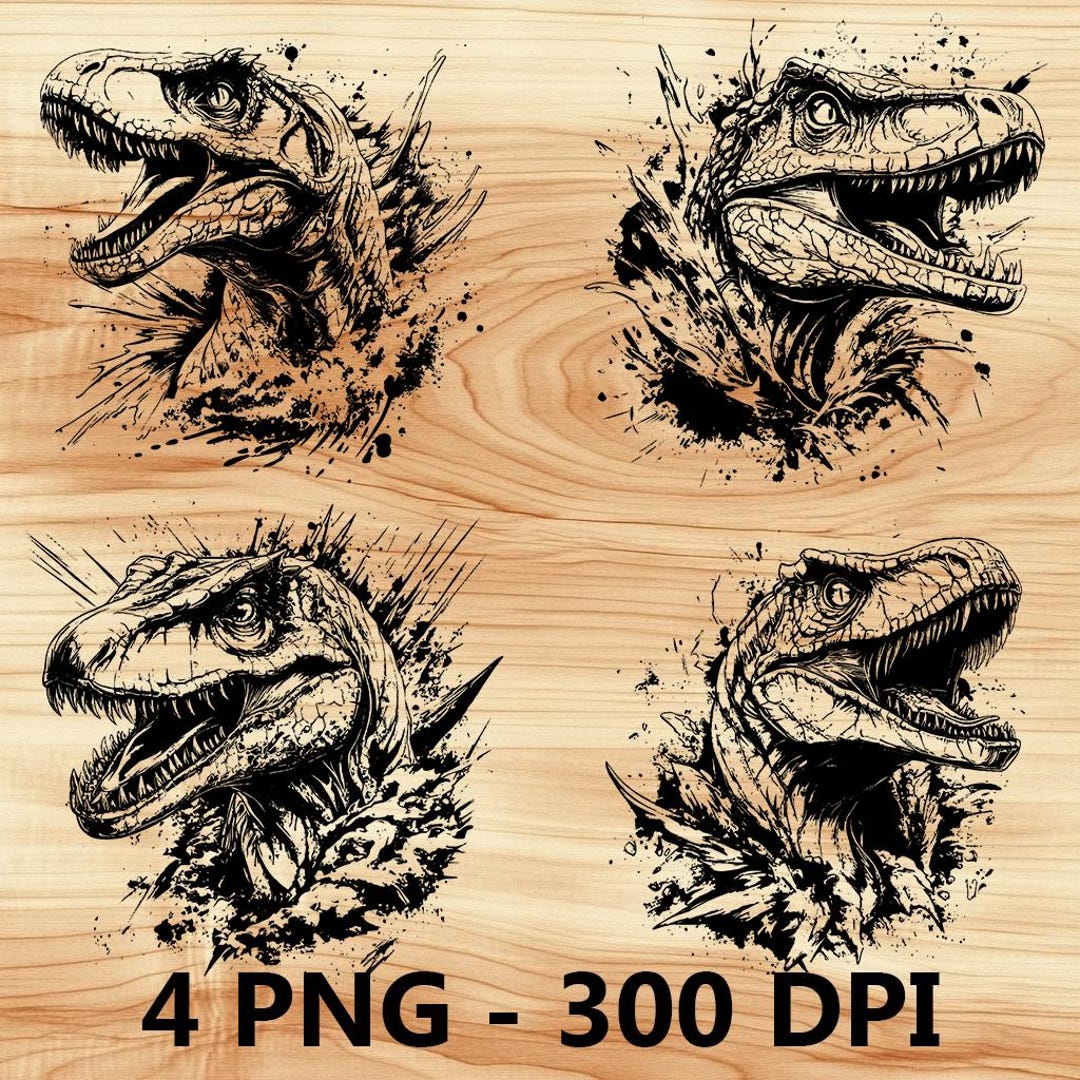 Dinosaur T Rex Raptor Jurassic Laser File Wood Engraving PNG Kitchen ...