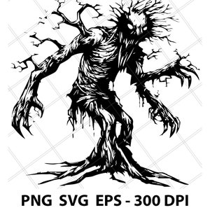 Tree Monster Jungle Forest Halloween Laser File Wood Engraving PNG ...