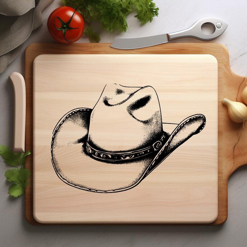 Cowboy Hat Cap Headgear Native Laser File Wood Engraving PNG Kitchen ...