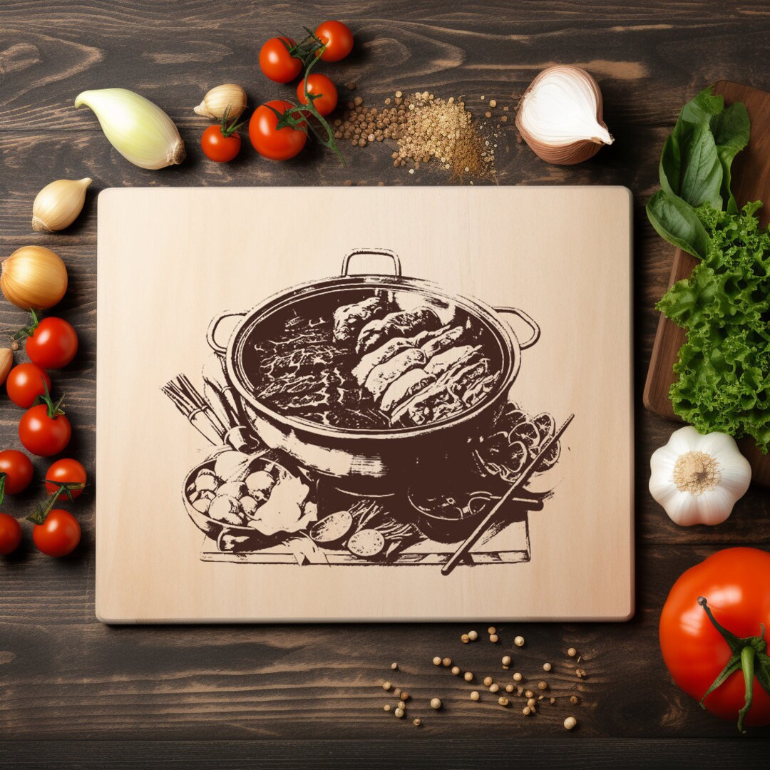 Food Cooking Laser PNG File Engrave Wood Board Tray Charcuterie Plank ...