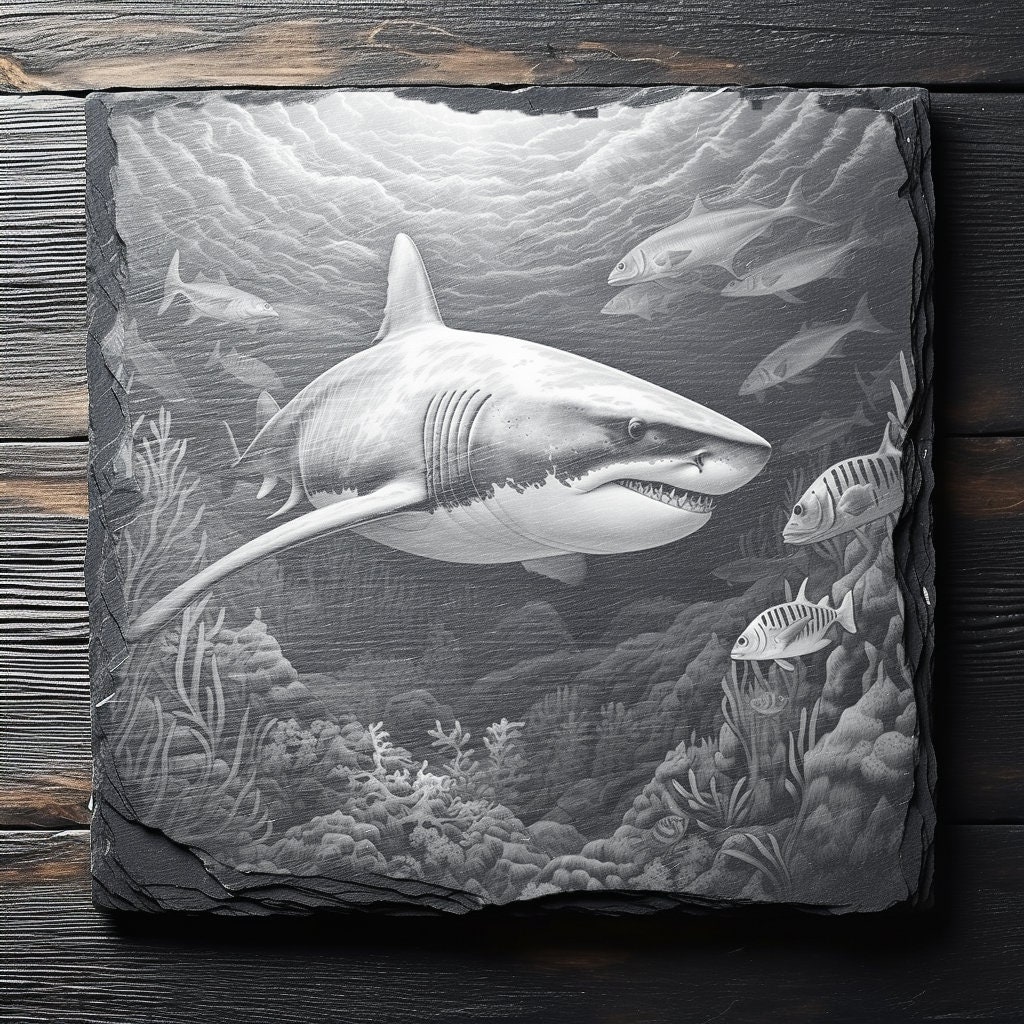 Killer Shark Megalodon Scary Predator Slate Engraving File Wood Engrave ...