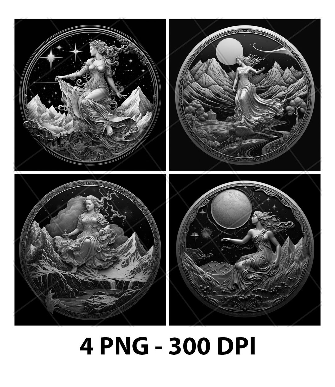 Virgo Chinese Zodiac Goat Virgin Lady Laser Engraving File Slate PNG ...