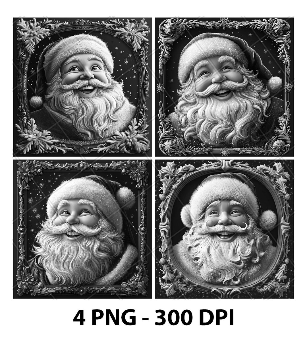 Winter Christmas Smiling Santa Slate Engraving File Laser Engraved PNG ...