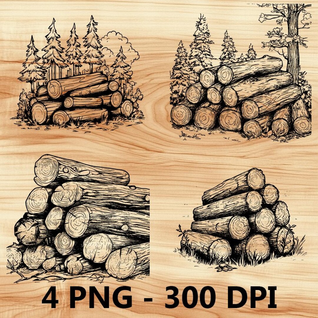 Firewood Timber Logs Tree Chops Laser File Wood Engraving PNG Kitchen ...
