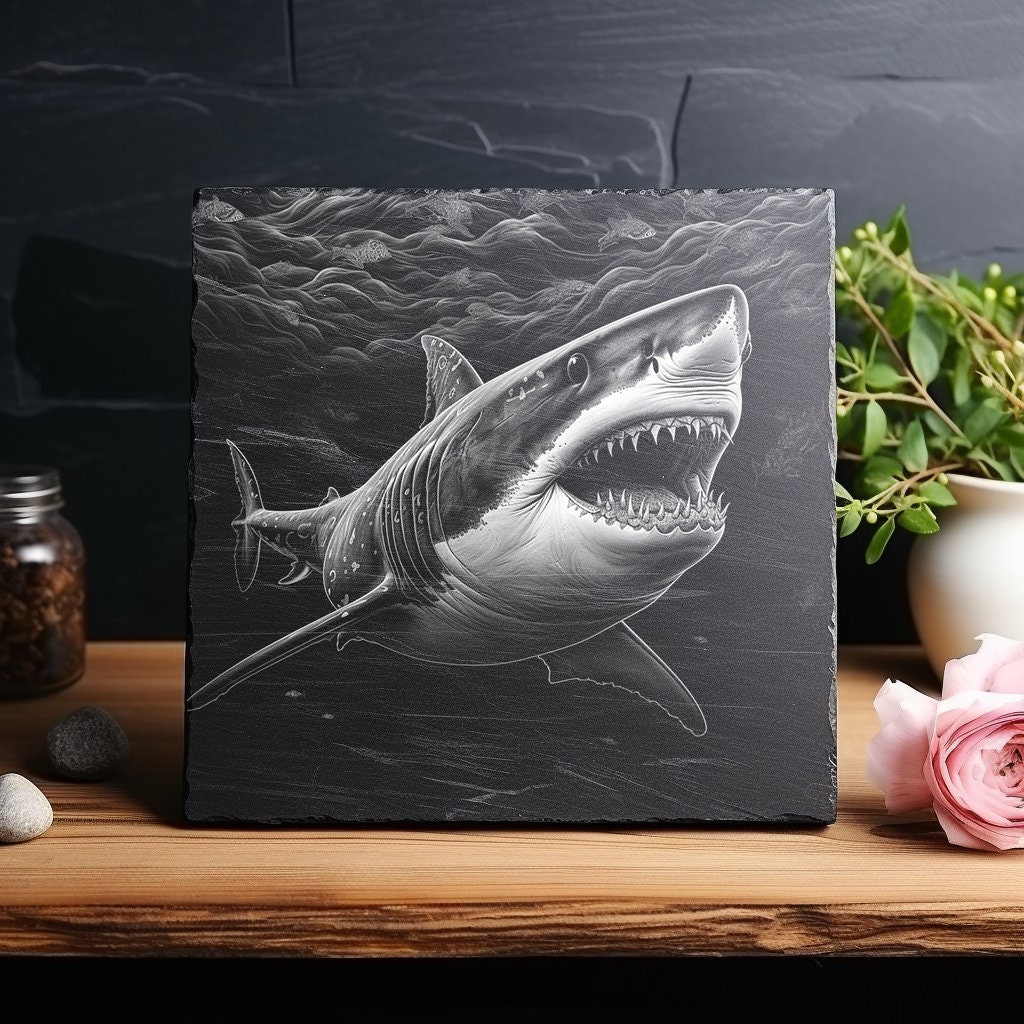 Killer Shark Megalodon Scary Predator Laser Engraving File Slate PNG ...