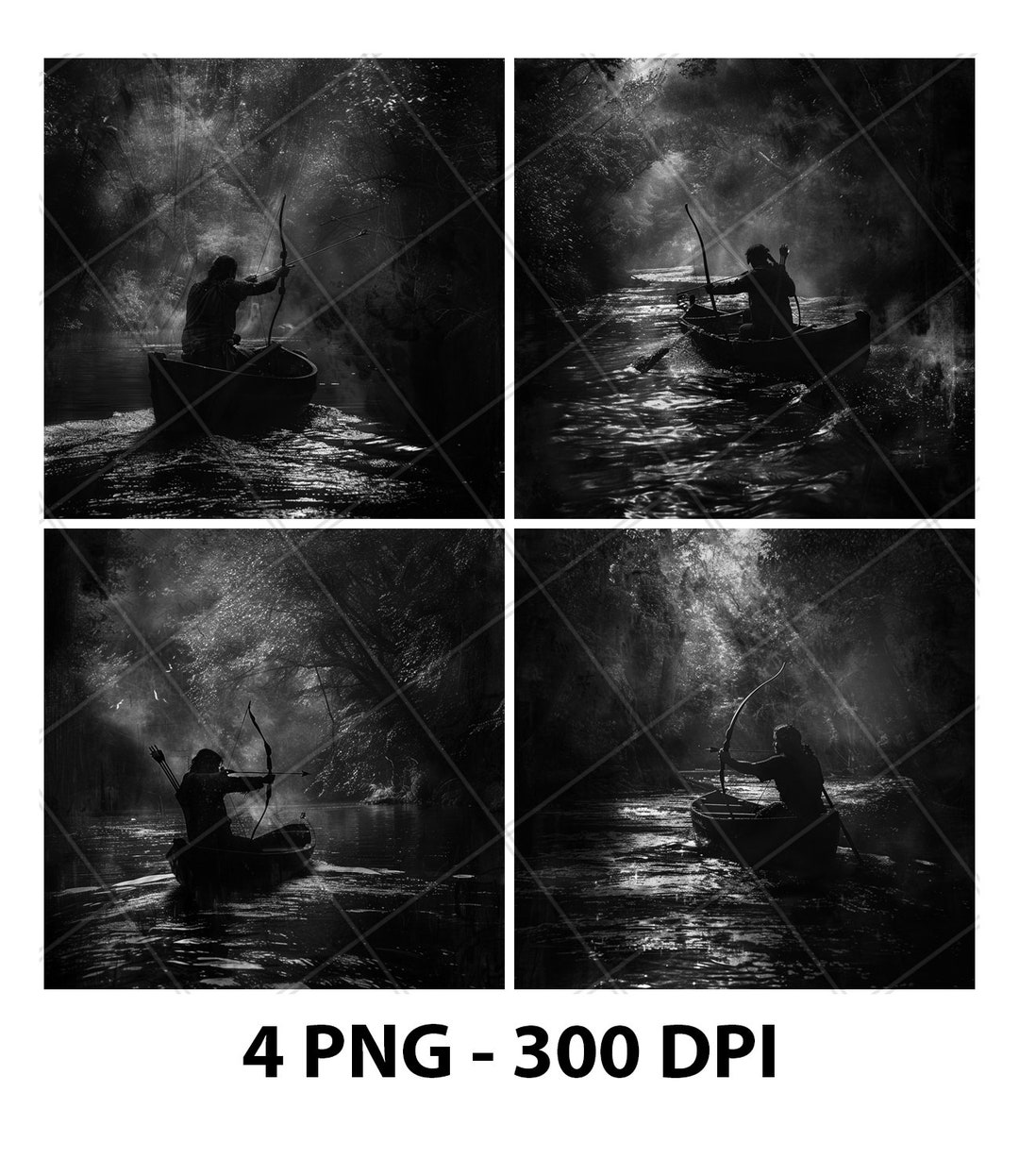 Hunter Archer Forest River Boat Laser Engraving File Slate PNG Coaster ...