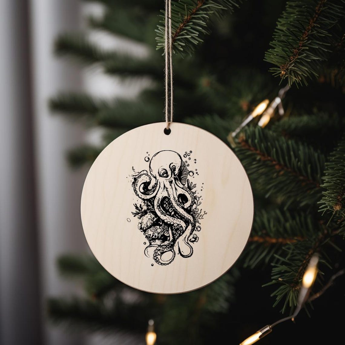 Giant Octopus Underwater Sea Squid Laser Engraving File Slate PNG ...