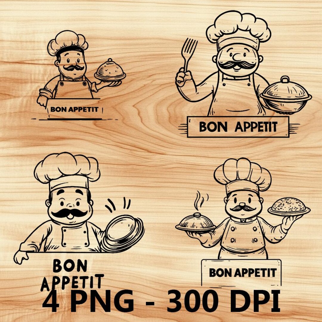 Male Chef Kitchen Quotes Bon Appetit Laser File Wood Engraving PNG ...
