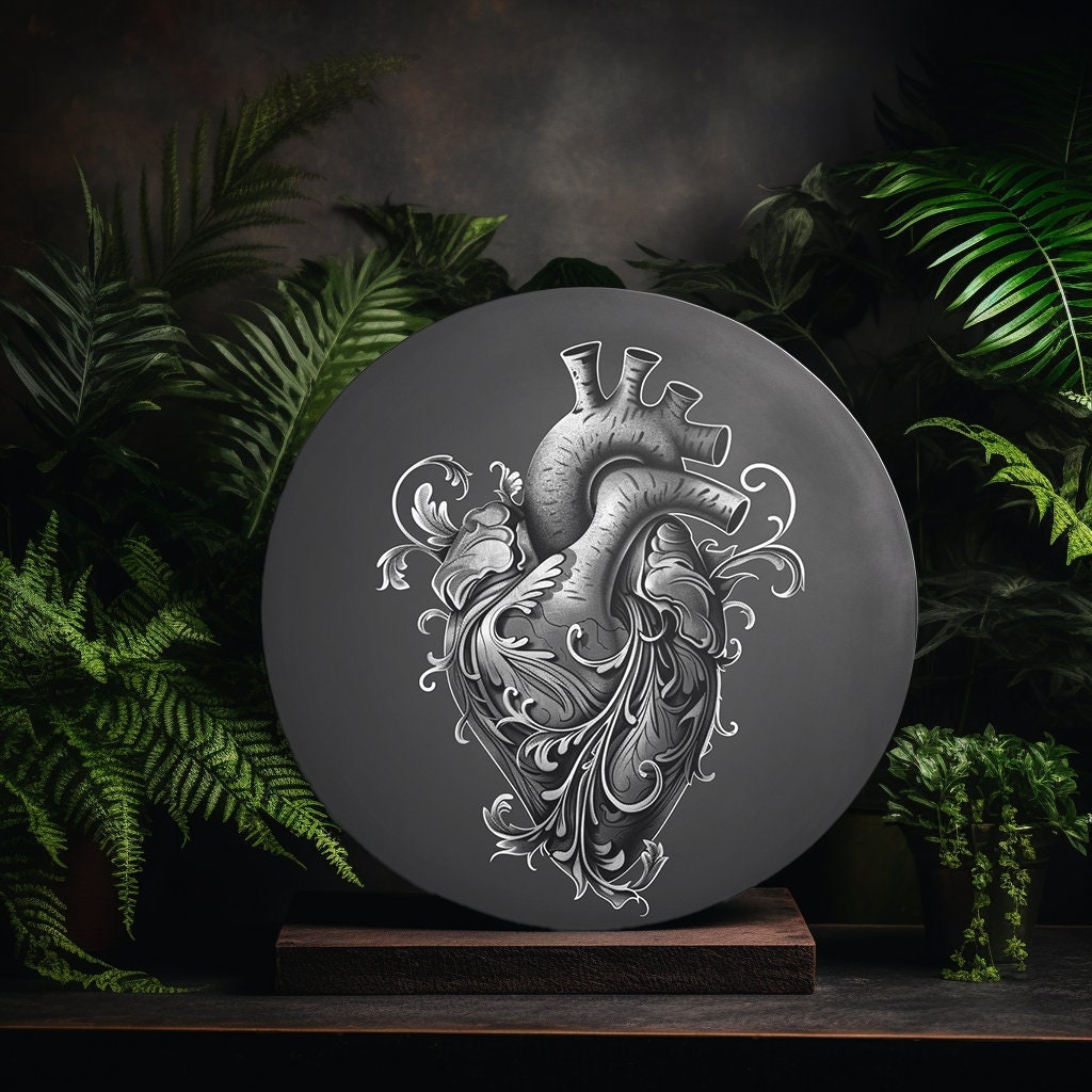 Human Heart Cardiac Anatomy 2D Laser Engraving File Slate PNG Coaster ...