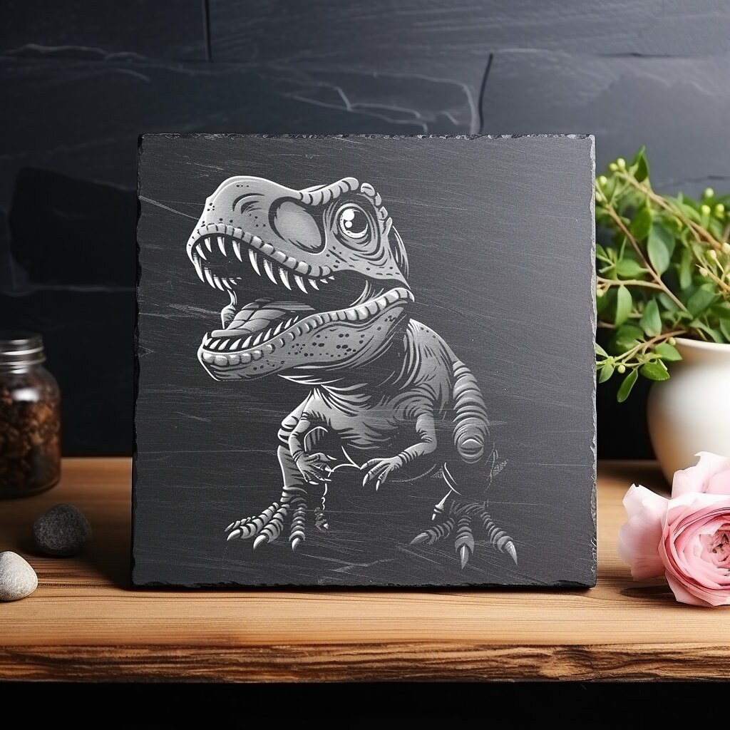 T Rex Dinosaur Jurassic Trex T-rex Laser Engraving File Slate PNG ...