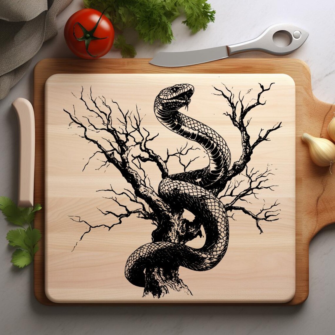 Tree Viper Snake Serpent Venomous Laser File Wood Engraving PNG Kitchen ...