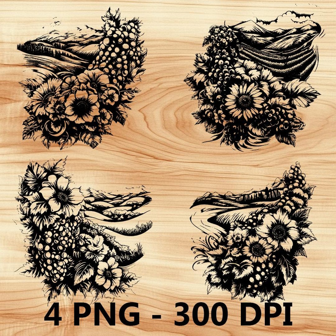 Sunflowers Farm Flower Fields Yard Laser Engraving File Slate PNG ...