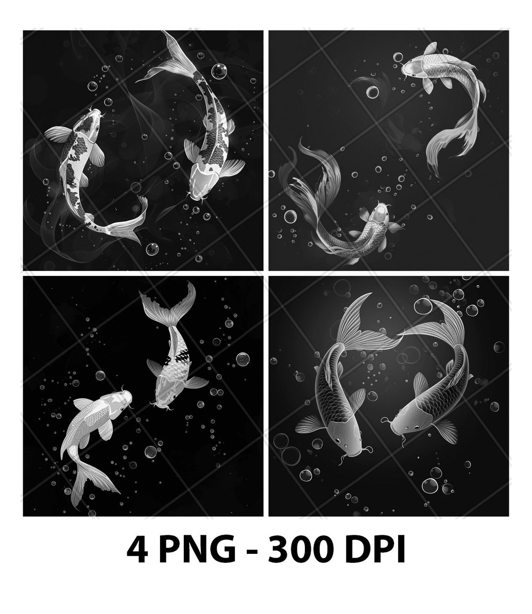 Koi Fishes Yin Yang Pond Aquarium Laser PNG File Slate Engraving ...