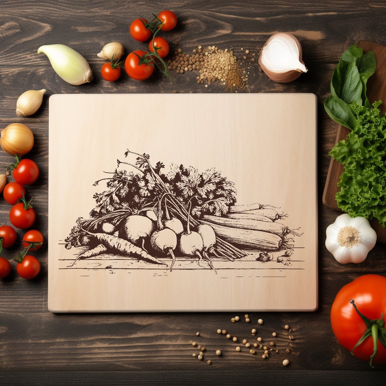 Vegetables Laser PNG File Engrave Wood Board Tray Charcuterie Plank ...