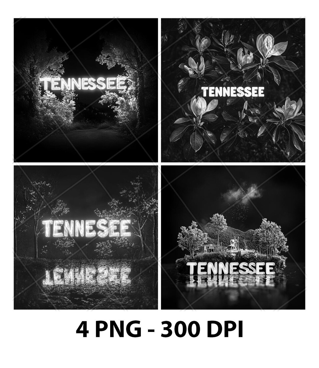 Tennessee USA US State Magnolia Trees Laser Engraving File Slate PNG ...