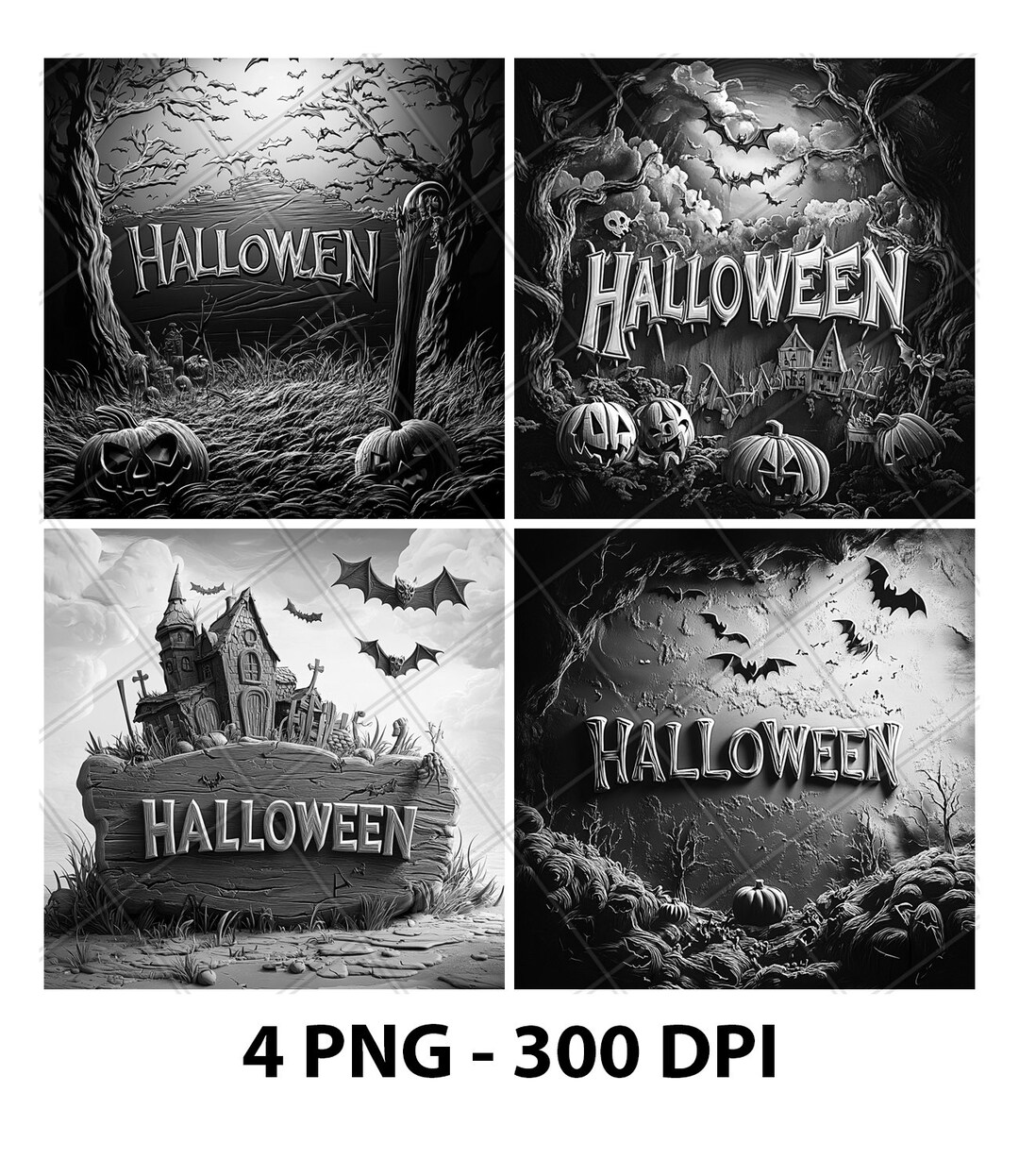 Spooky Greeting Happy Halloween Laser Engraving File Slate PNG Coaster ...
