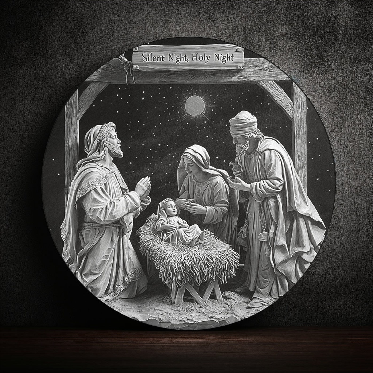 Holy Silent Night Birth Jesus Christ Laser Engraving File Slate PNG ...