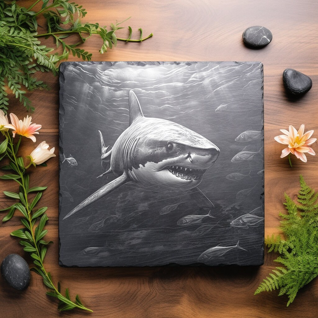 Killer Shark Megalodon Scary Predator Laser Engraving File Slate PNG ...