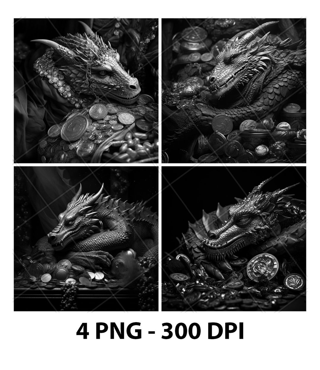 Dragon Guarding Gold Treasures Laser Engraving File Slate PNG Coaster ...