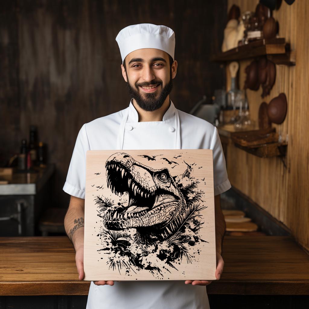 Raptor T Rex Dinosaur Scary Face Laser File Wood Engraving PNG Kitchen ...
