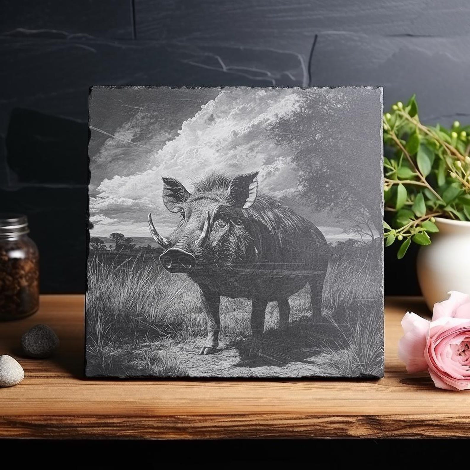 Warthog Wild Pig African Wildlife Slate Engraving File Wood Engrave PNG ...