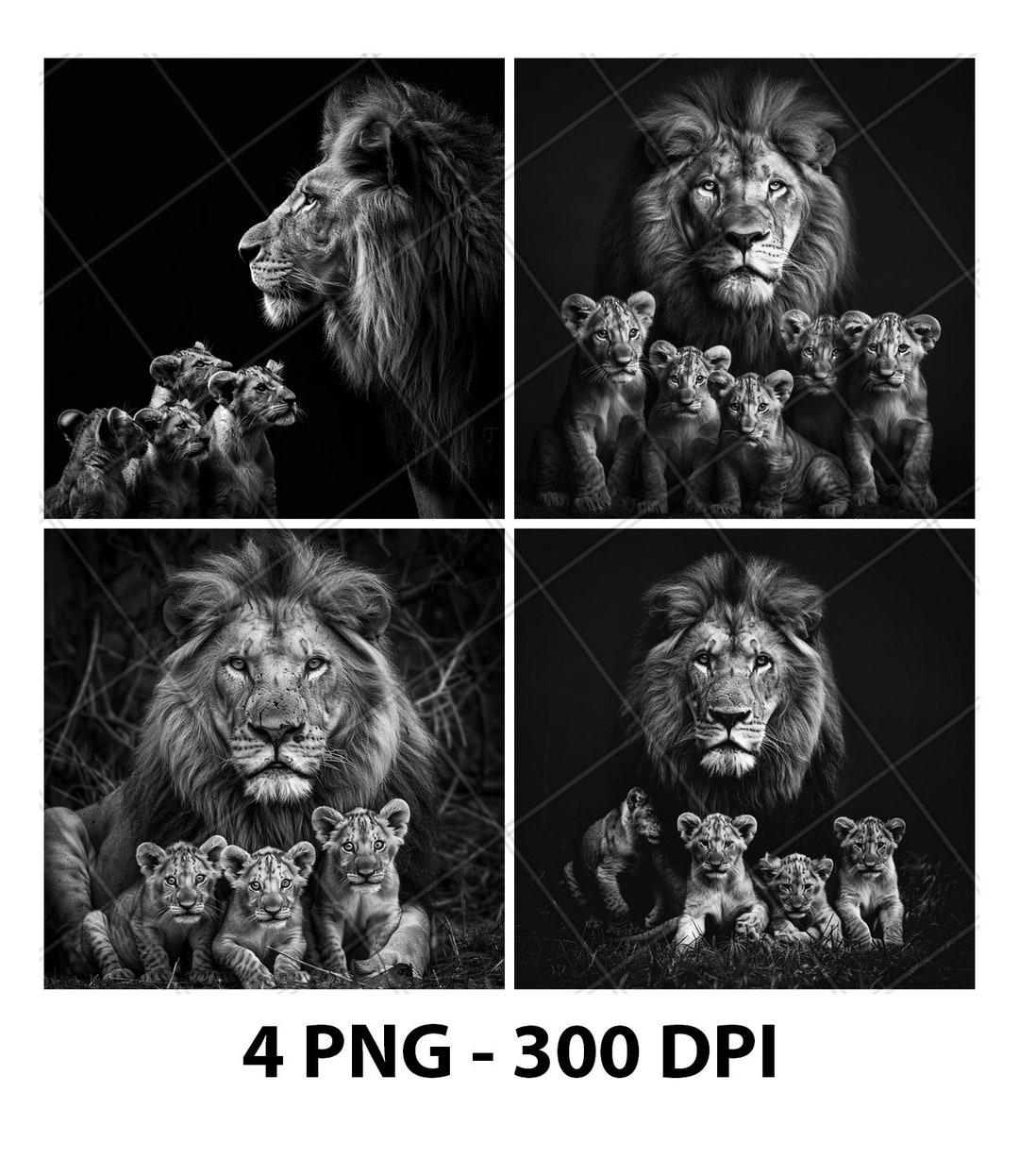 Lions Family Photo Cubs Baby Young Laser Engraving File Slate PNG ...