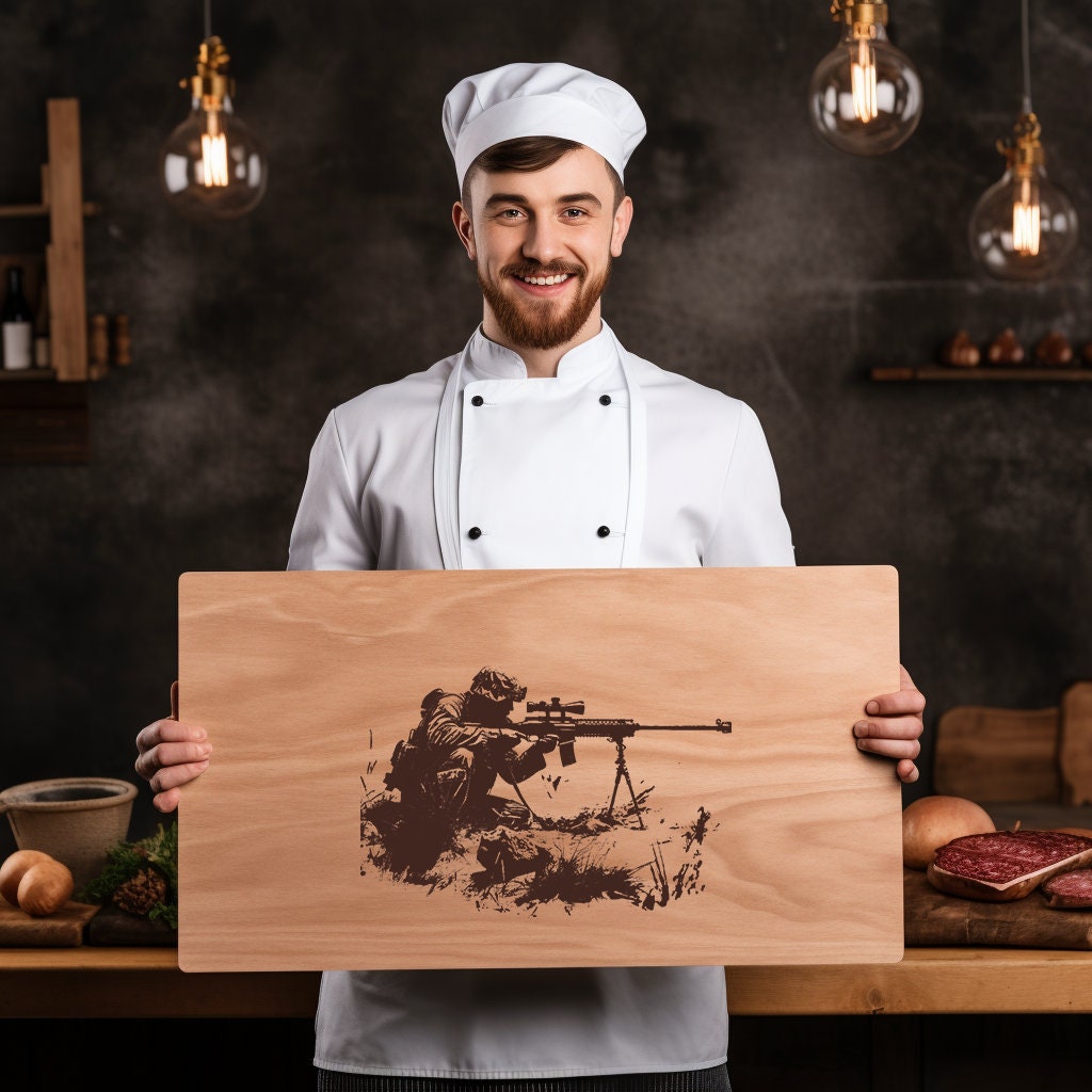 Sniper Soldier Army Laser PNG File Engrave Wood Board Tray Charcuterie ...